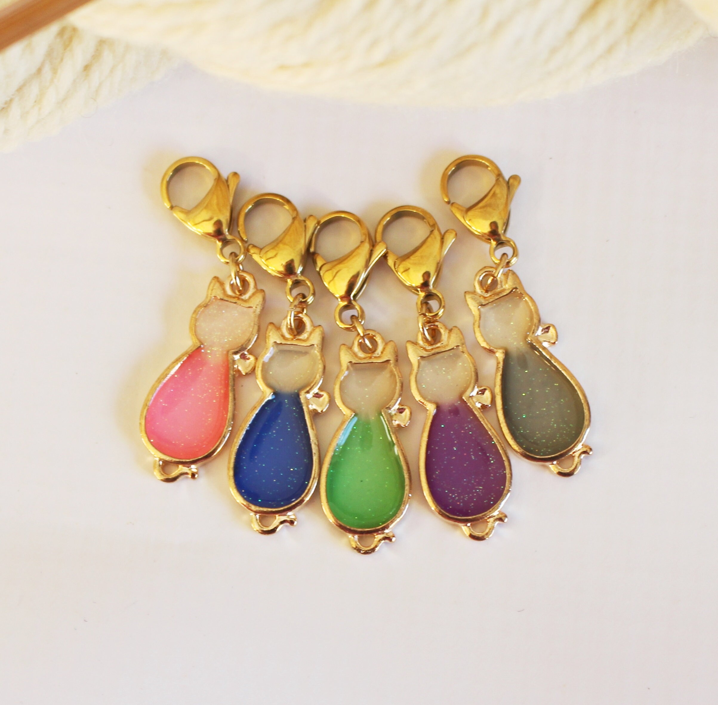 5 Stitch Marker Cat Kitten Set of Enamel Stitchmarker Knitting - Etsy