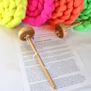 Neon Drop Spindle Kit for Beginner W/ Fiber Top Whorl Wool Yarn ...