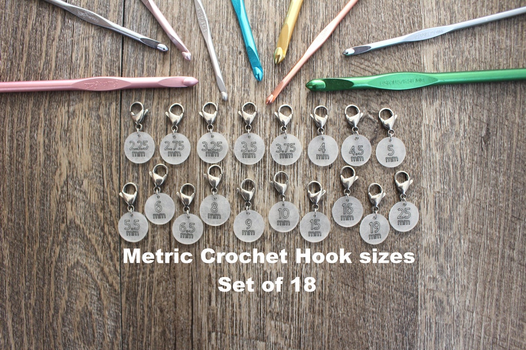 Metric Crochet Hook Size Reminder Stitch Markers - Set of 18 - for ...