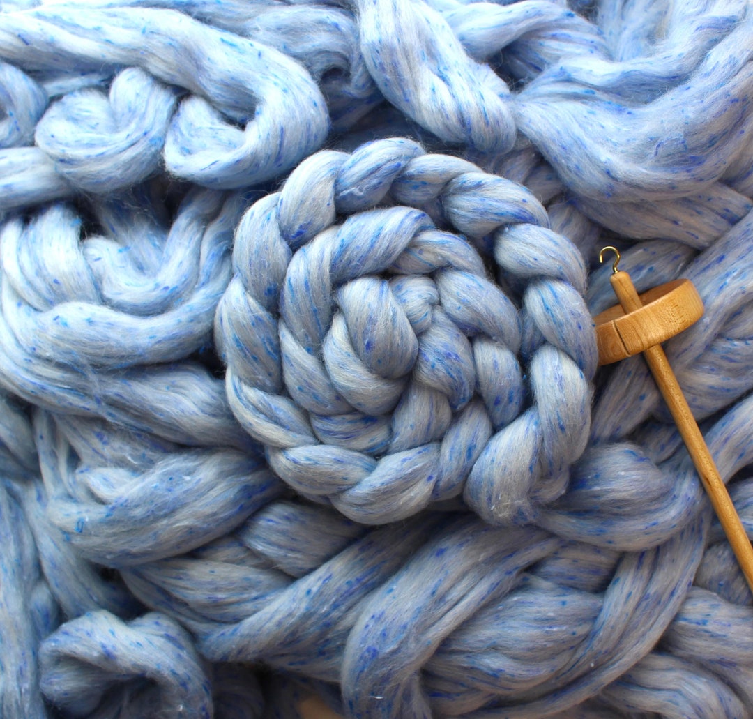 Tweed Wool 'tea Cup Blue' Wool Combed Top Roving Dyed Wool Spinning ...