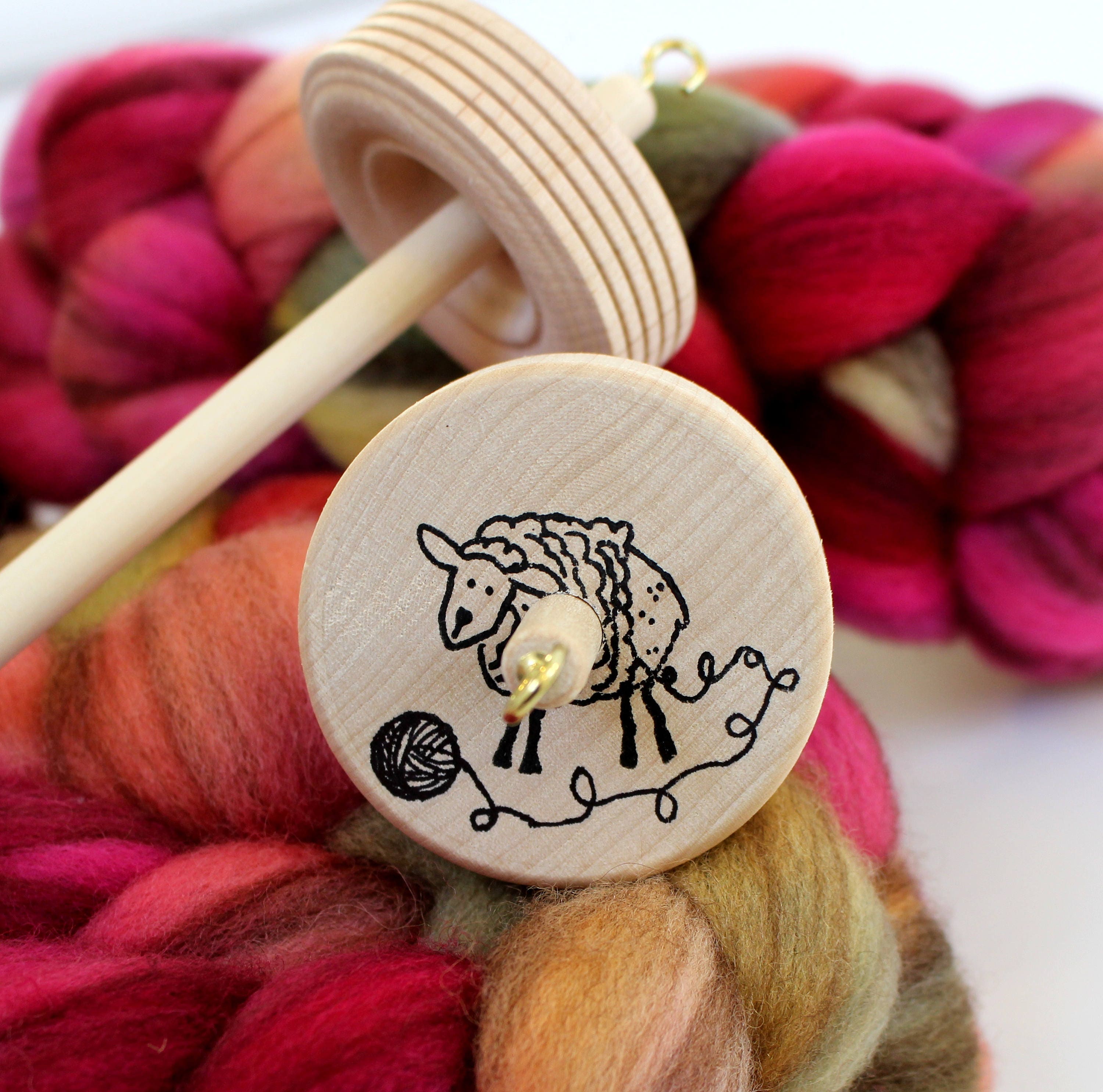 Sheep Drop Spindle for Wool Yarn Spinning Handspun Roving - Etsy