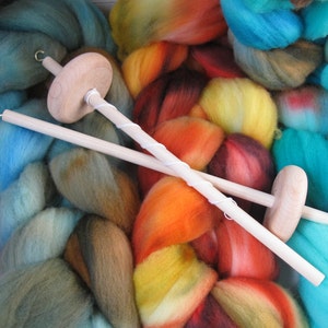 4oz Drop Spindle Bottom Whorl Kit for Beginner W/ Fiber Wool Yarn ...