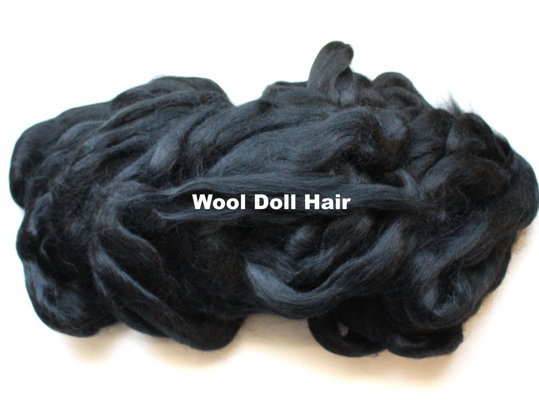 Mohair Doll Hair 'charcoal Black' Wool Fiber for Felting Doll Hair 50/ ...