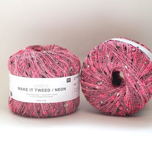Make It Tweed Neon Pink 002 Yarn Skein by Creative Rico Design Lace ...