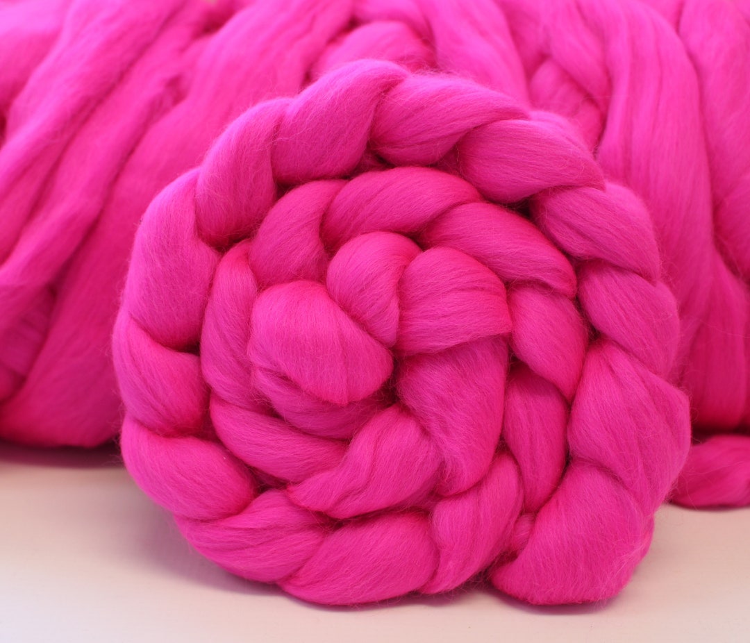 Merino Wool 'hot Pink' Neon Blend Combed Top Roving Dyed Wool Spinning ...