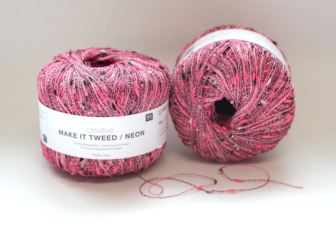 Make It Tweed Neon Pink 002 Yarn Skein by Creative Rico Design Lace ...