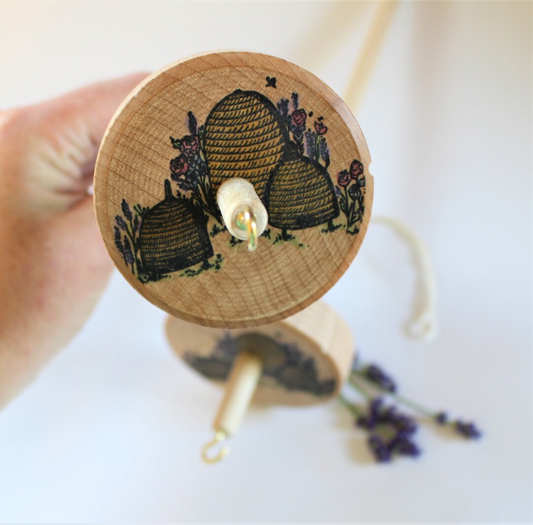 Bee Hive Skep Stamped Drop Spindle Kit With Wool for Yarn - Etsy