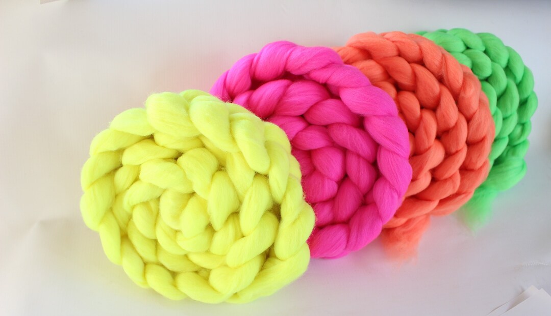 Neon Fluorescent Merino Wool Combed Top Roving Dyed Fluorescent ...