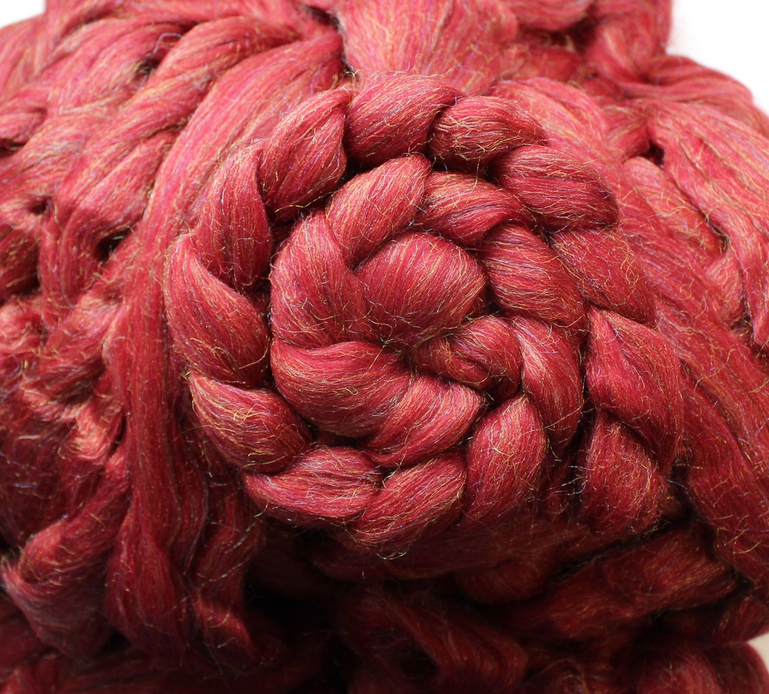 Glitzy Ruby Red Merino Blend Wool Combed Top Roving Rainbow Nylon ...