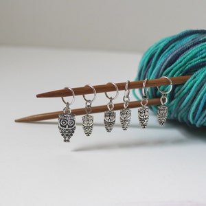 6 Stitch Marker Owl Set of Silver Knitting Stitchmarker Charms to Mark ...