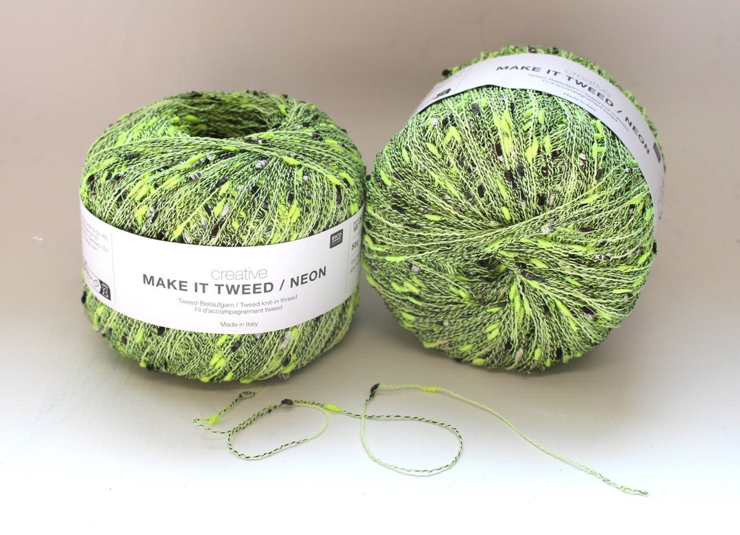 Make It Tweed Neon Green 001 Yarn Skein by Creative Rico Design Lace ...