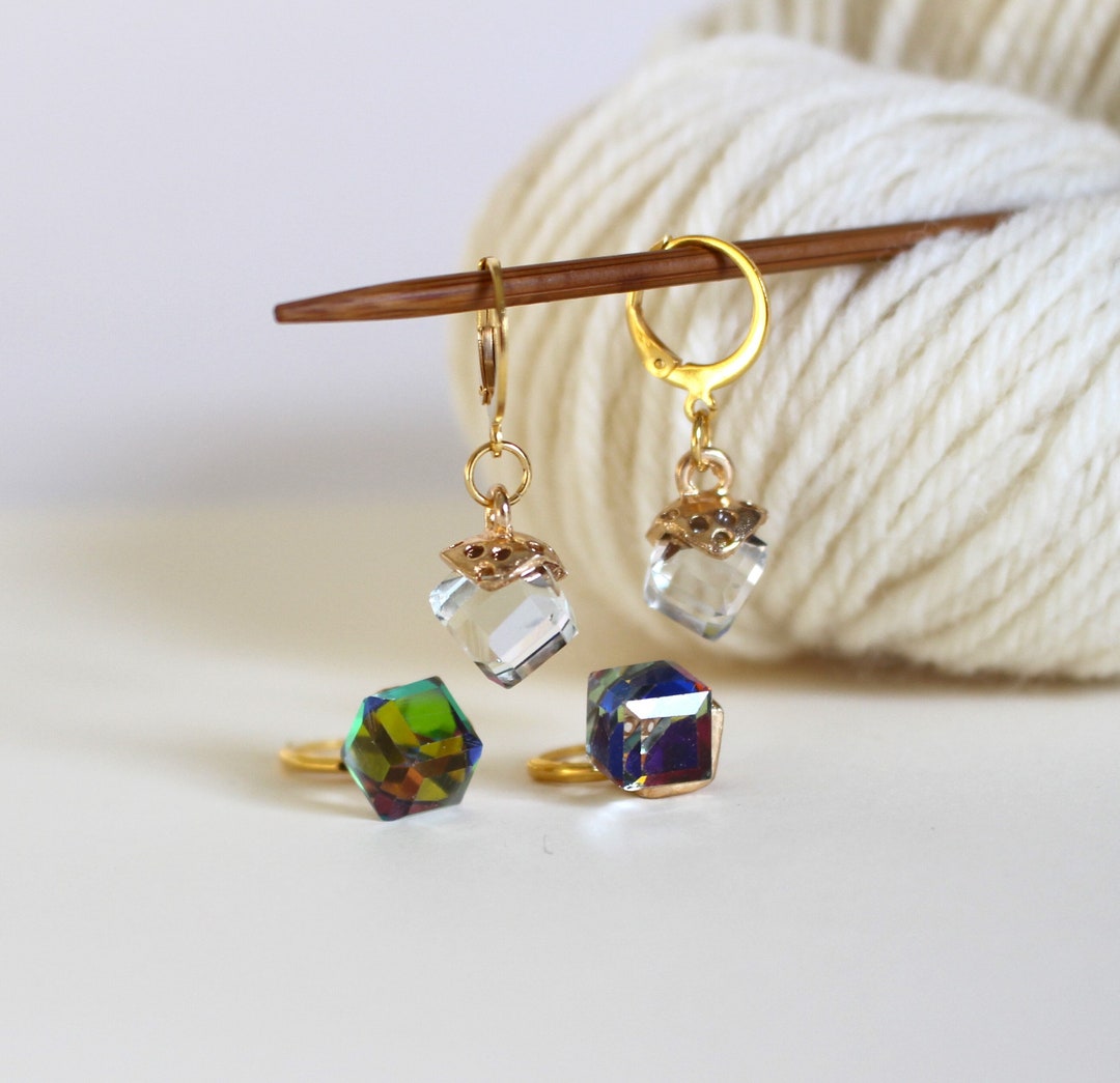 2 Prism Cube Stitch Marker Set of Enamel Stitchmarker Knitting Crochet ...