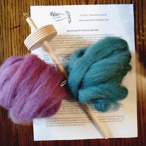 Drop Spindle Kit for Beginner W/ Fiber Top Whorl Handspinning Spindling ...