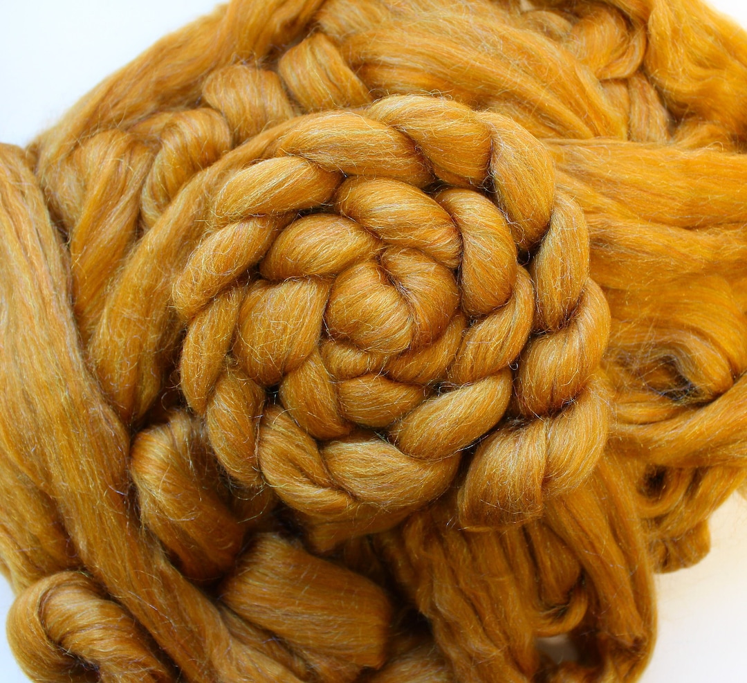 Sparkly Amber Merino Blend 'glitzy Amber' Wool Combed Top Rainbow Nylon ...