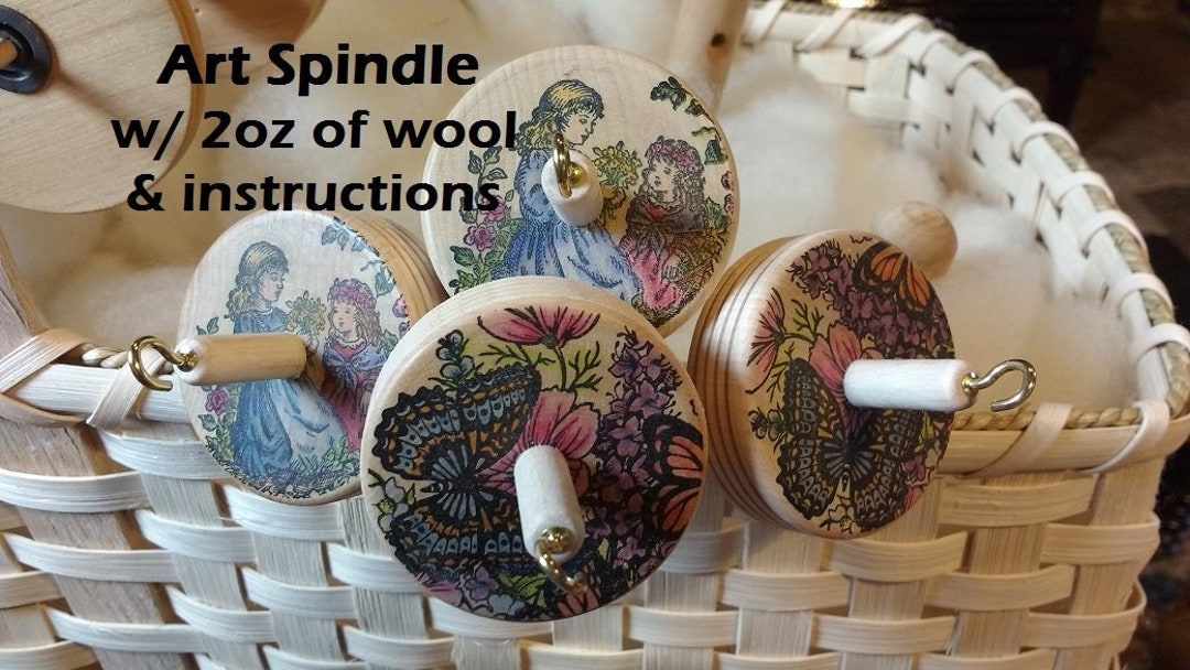 Stamped Drop Spindle Kit With Wool for Yarn Spinning Handspun Roving ...