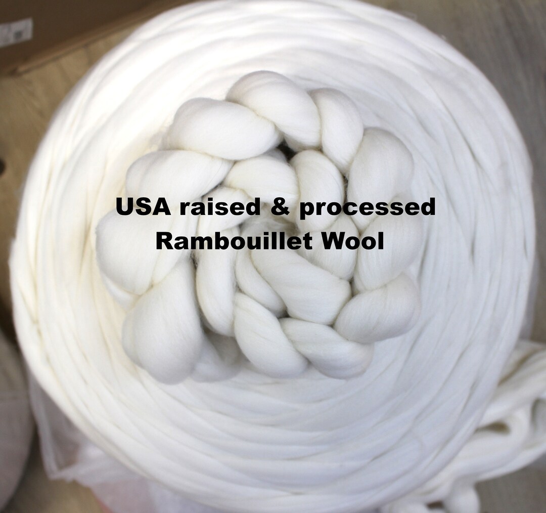 Undyed Rambouillet Wool Combed Top Usa Grown Roving For Spinning For Dyeing Bare Handspinning
