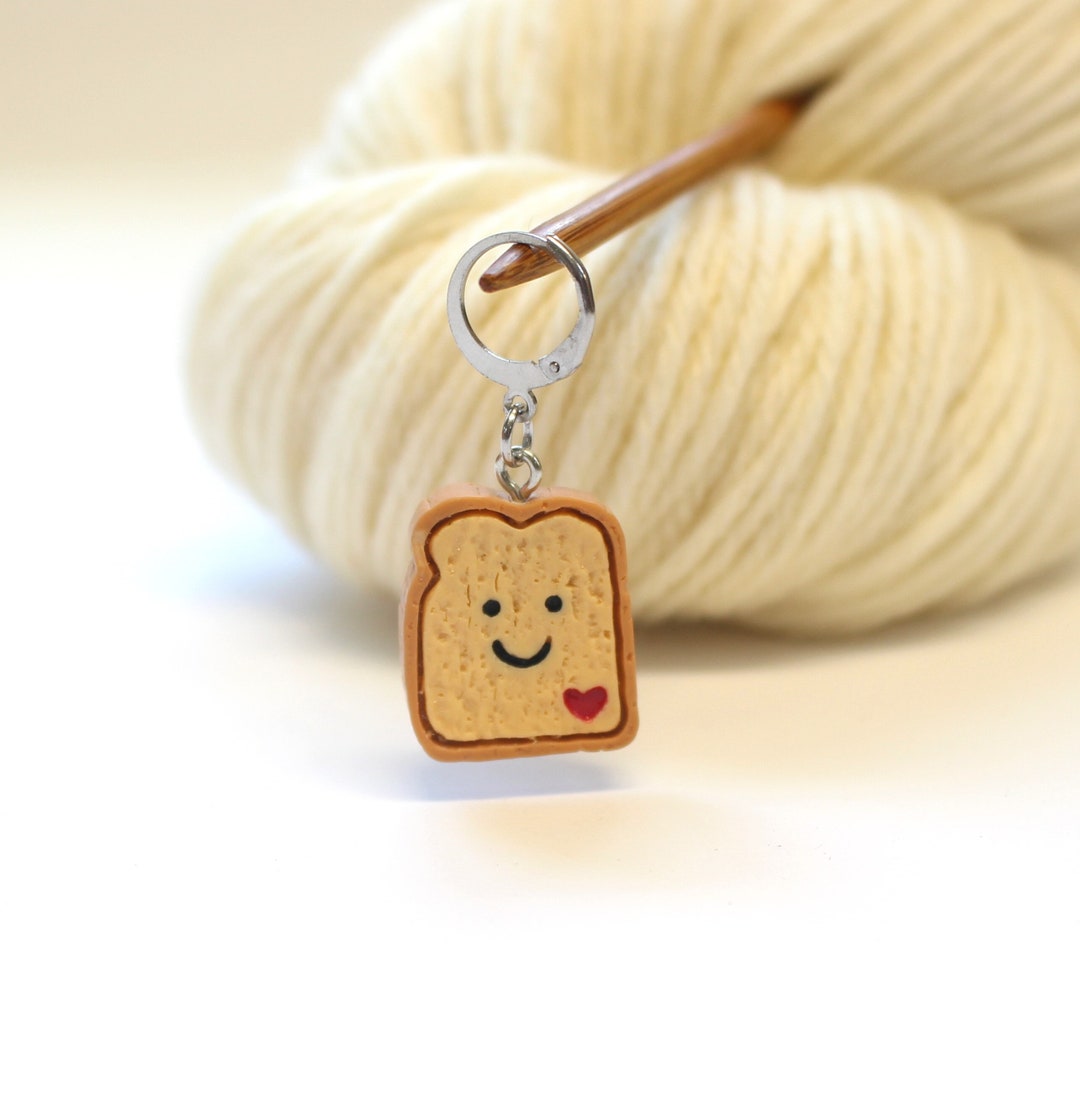 Bread Slice Stitch Marker Kitten Enamel Stitchmarker Knitting Crochet ...