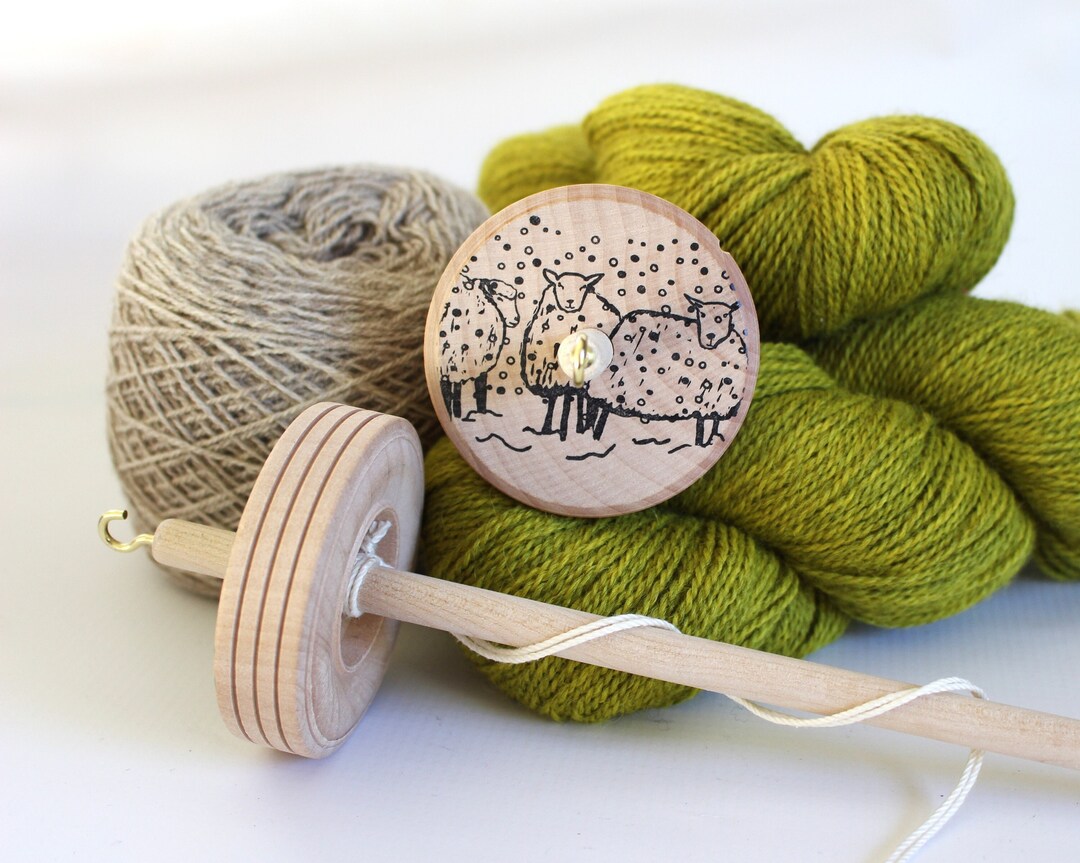 Sheep Drop Spindle for Wool Yarn Spinning Handspun Roving Handspinning ...