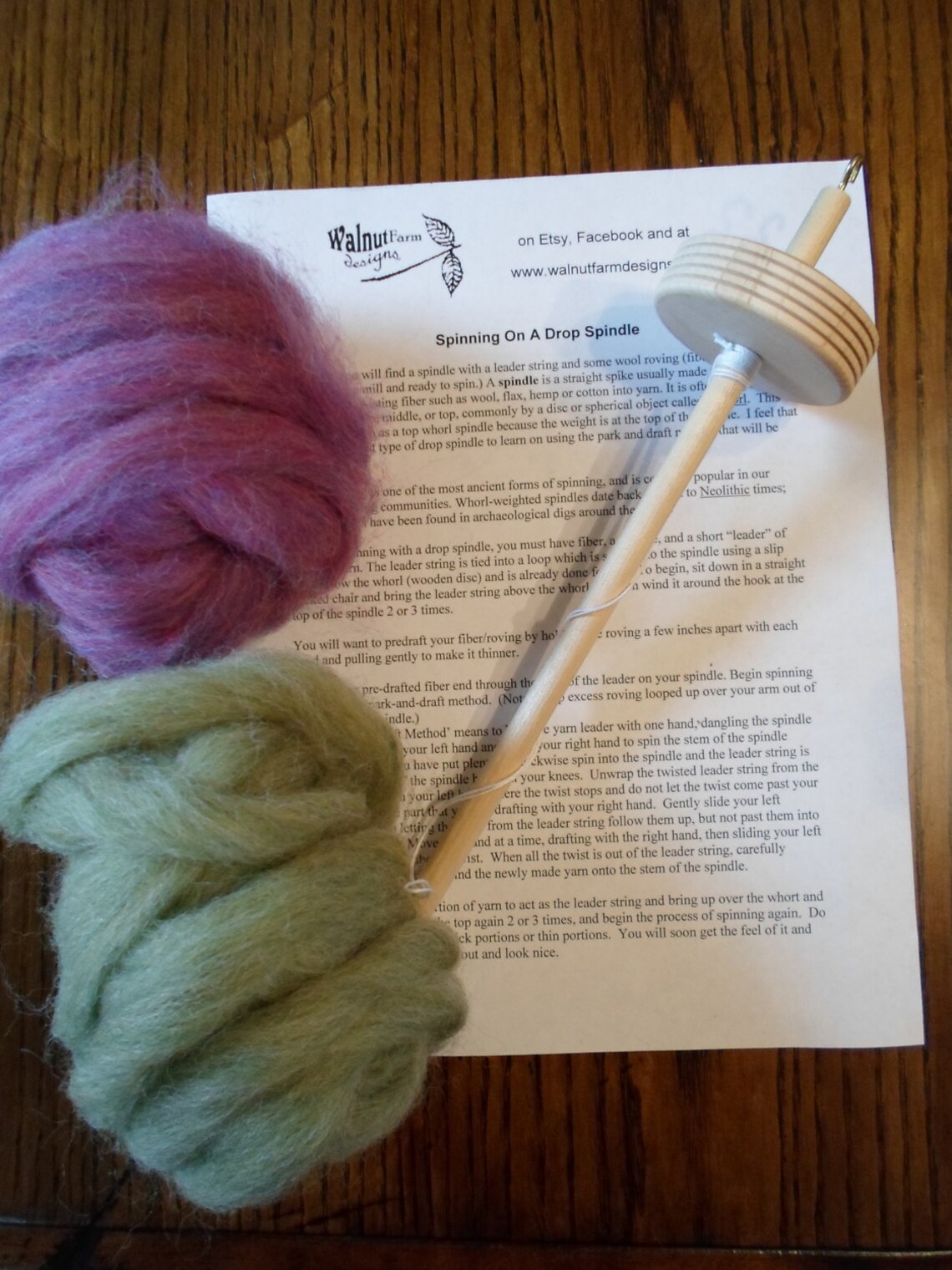 Drop Spindle Kit for Beginner W/ Fiber Top Whorl Handspinning - Etsy