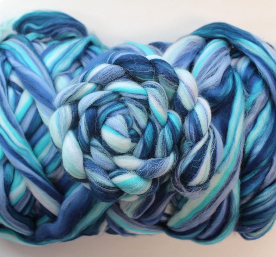 Merino Wool 'sea Breeze' Blue Teal Blend Combed Top Roving Dyed Wool ...
