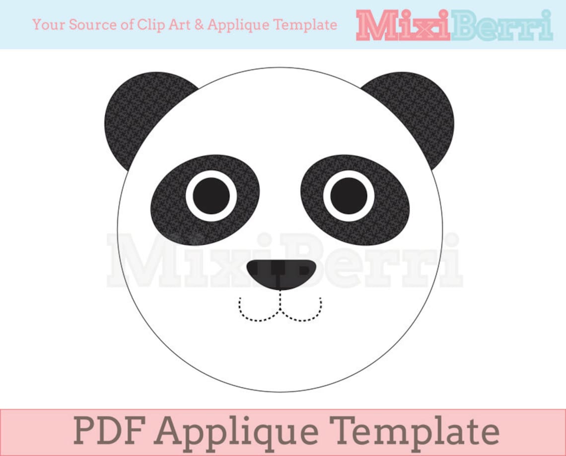 Panda Applique Template PDF, Panda Head Applique Pattern, Cute Panda ...