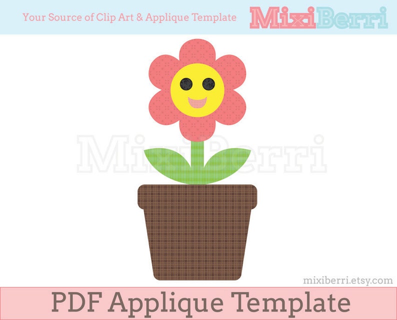 Flower in a Pot Applique Template PDF Applique Pattern Instant Download ...