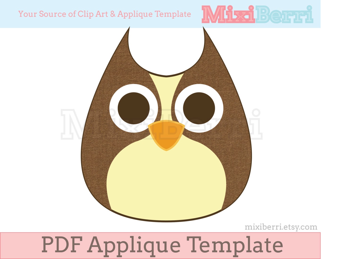 Simple Owl Bird Applique Template PDF Applique Pattern Instant Download ...
