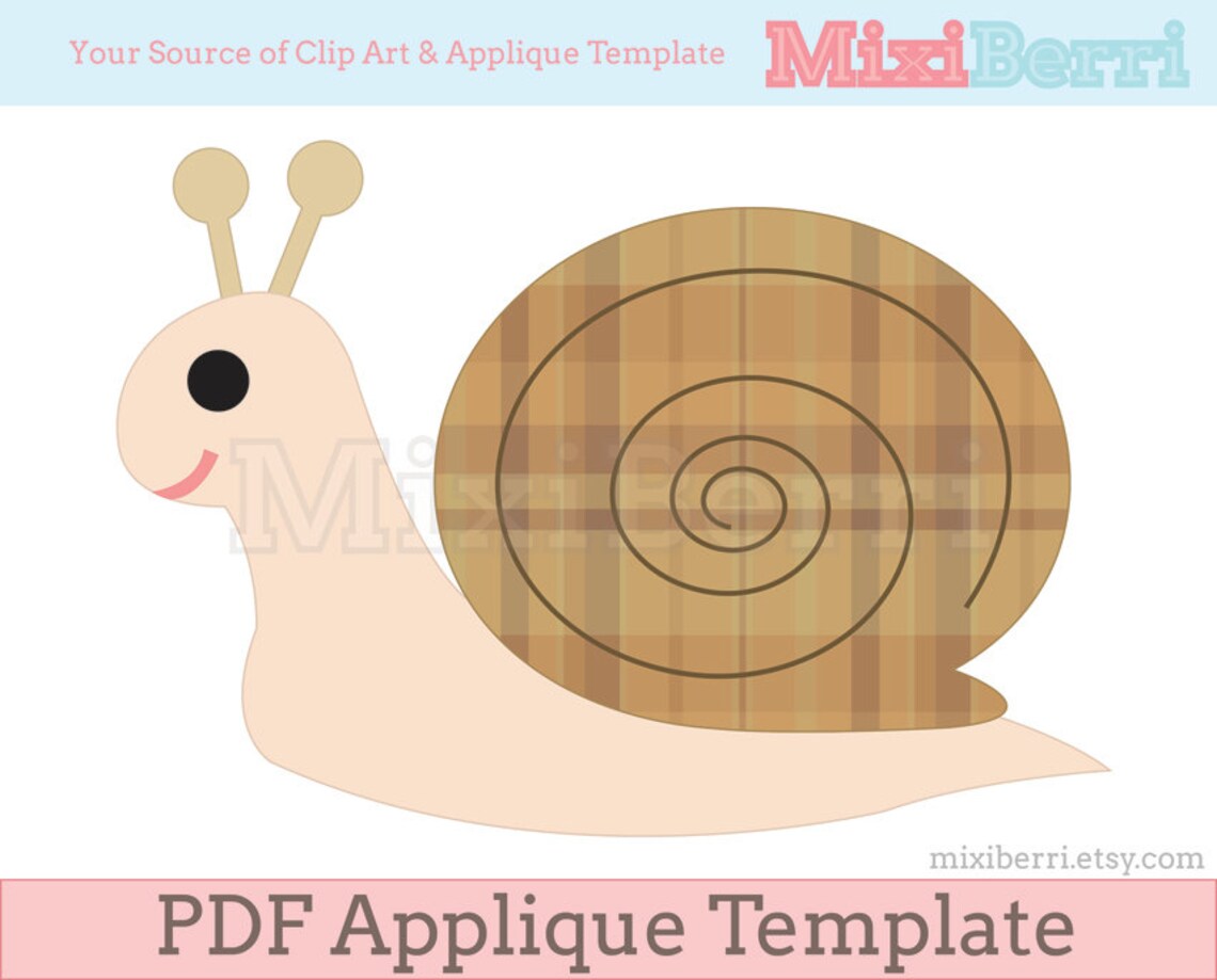 Snail Applique Template PDF Instant Download - Etsy