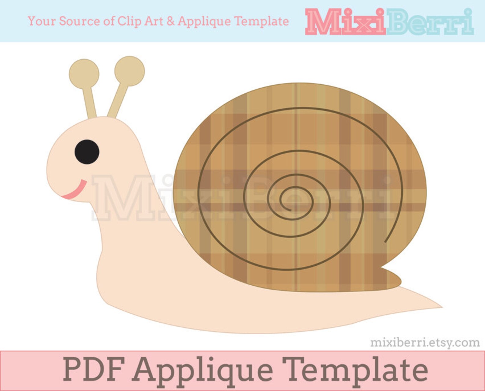 Snail Applique Template PDF Instant Download - Etsy