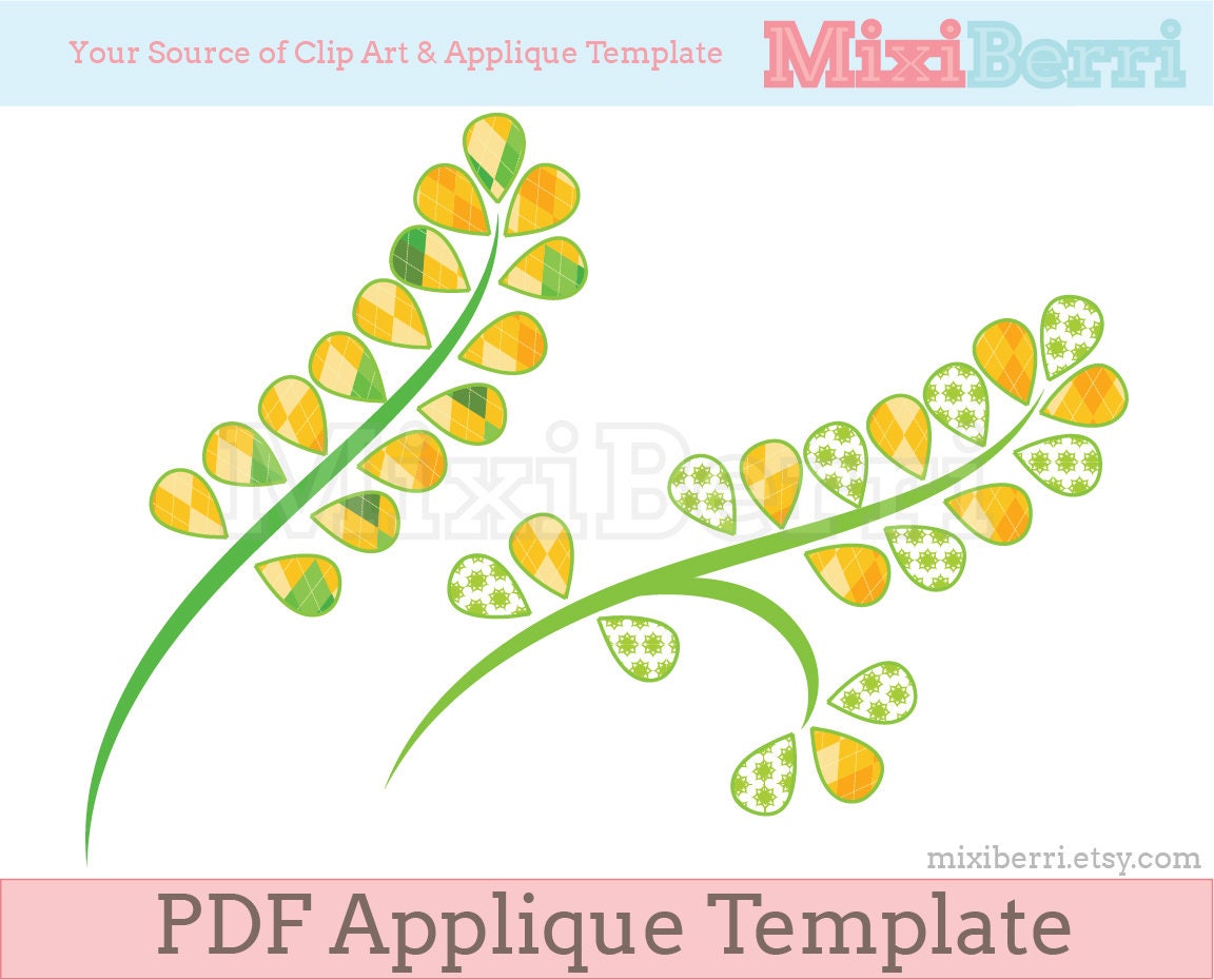 Vine Leaves Applique Template Instant Download for Crafts,embroidery ...