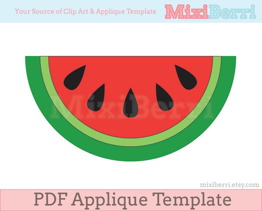 Watermelon Slice Applique Template PDF Instant Download - Etsy