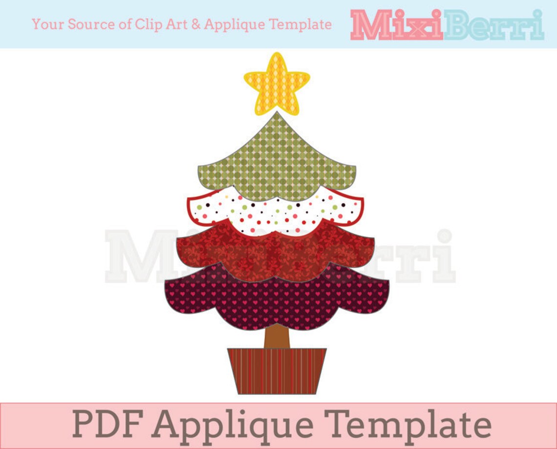 Cute Christmas Tree Applique Template PDF Instant Download - Etsy