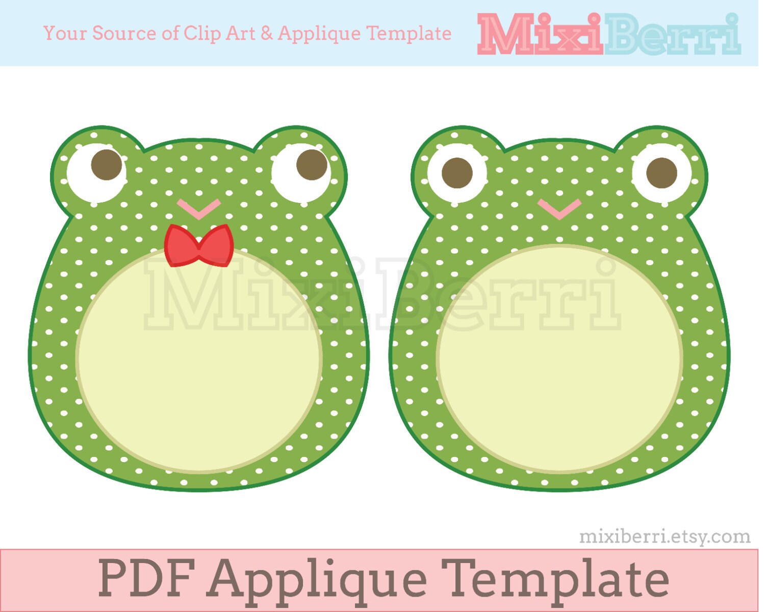 Chubby Frog Applique Template PDF Applique Pattern Animal Sewing ...
