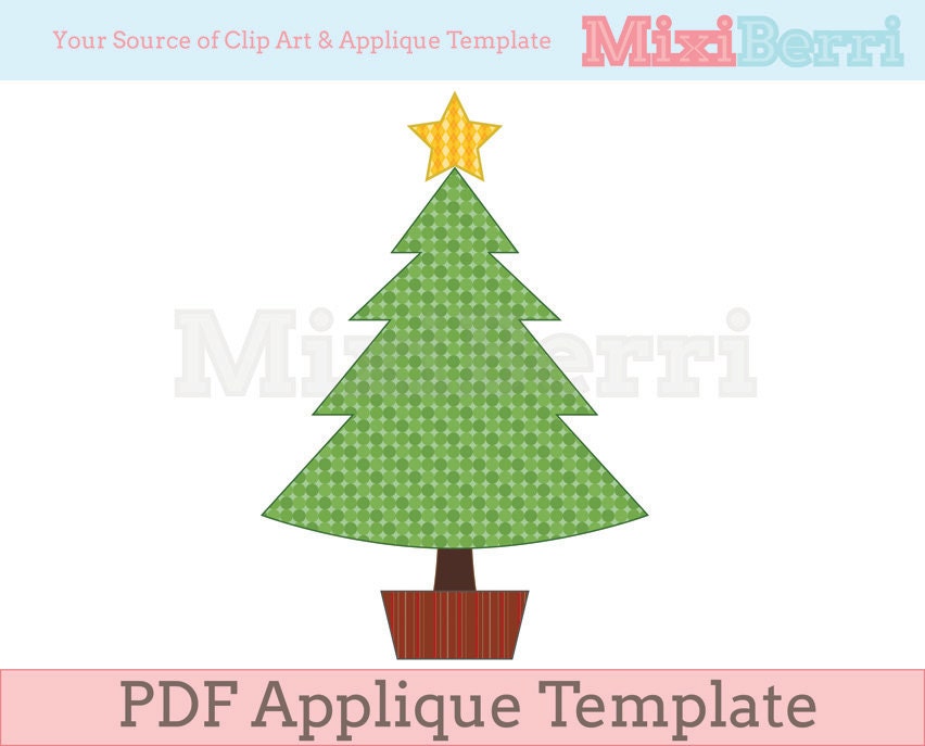 Christmas Tree With Star Applique Template PDF, Christmas Applique ...