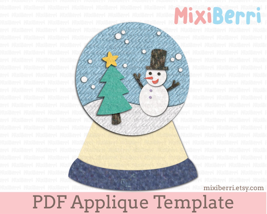 Snow Globe Applique Template PDF Instant Download Winter Christmas ...
