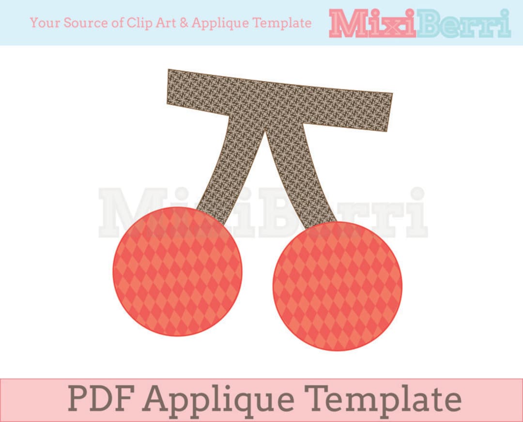 Cherry Applique Template PDF, Fruit Applique Pattern, Embroidery ...