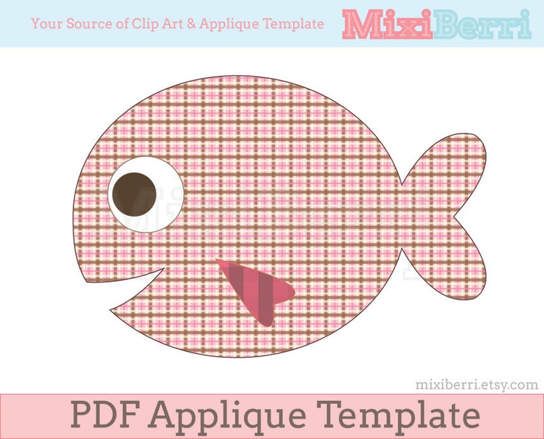 Applique Pattern Smiling Fish PDF, Sea Animal Applique Template ...