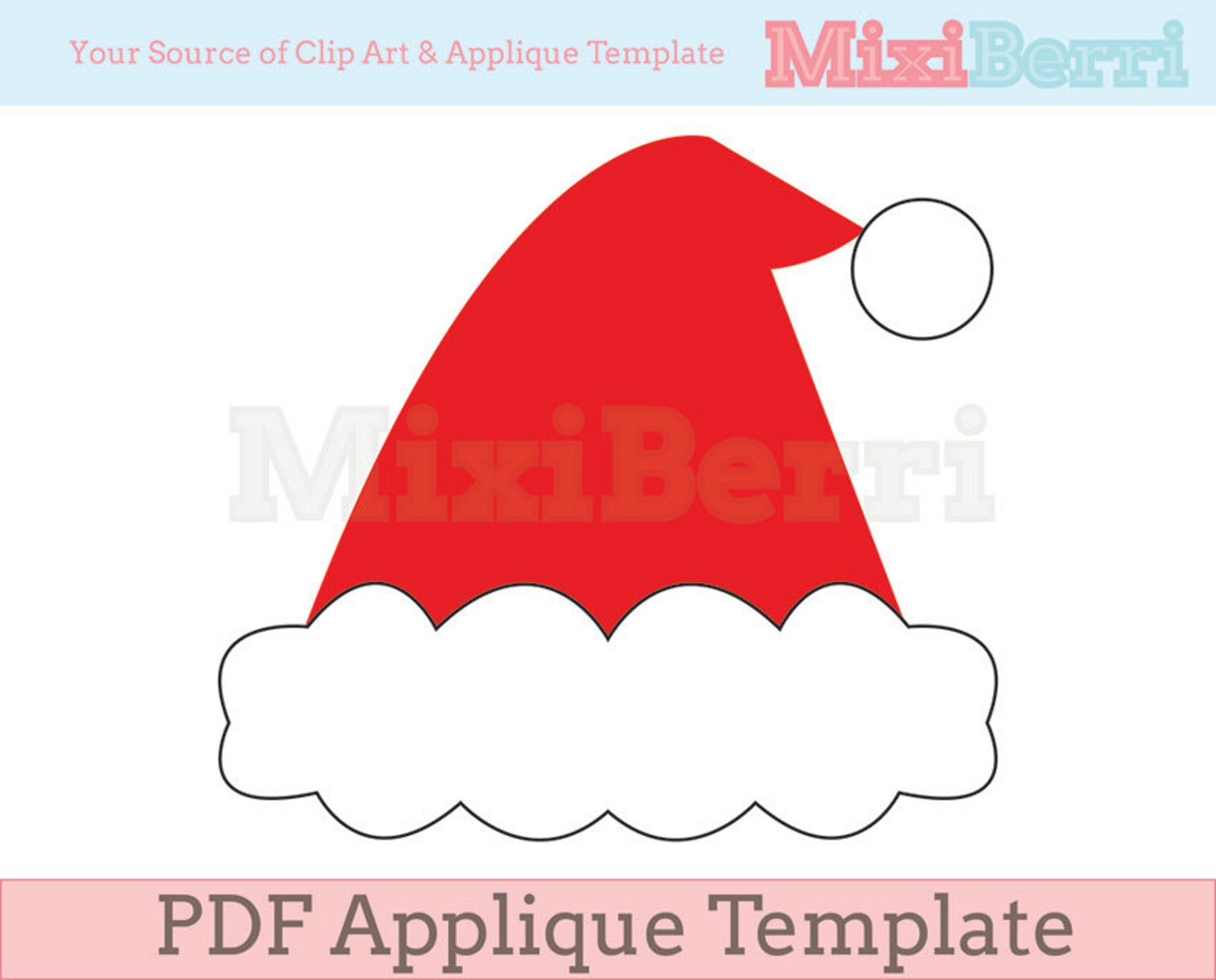 Santa Hat Applique Template PDF Instant Download - Etsy