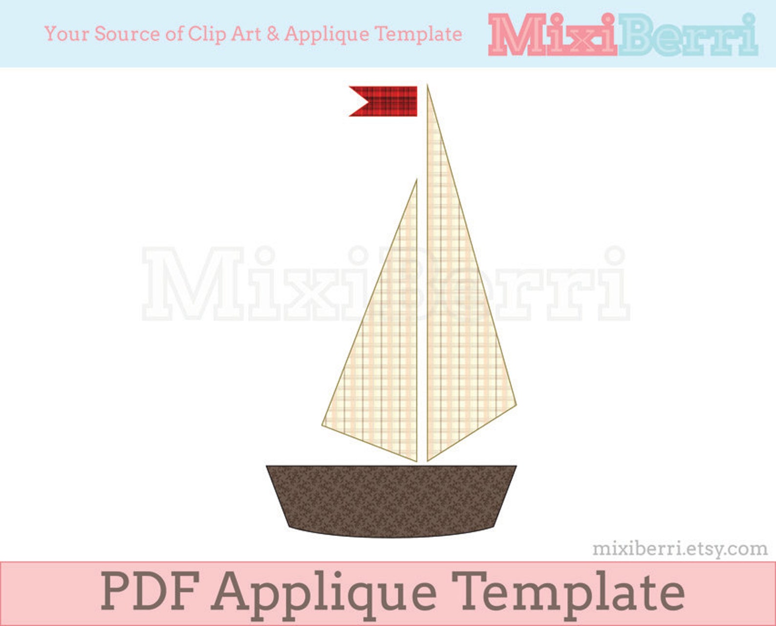 Boat Applique Template PDF Applique Pattern, Craft Pattern, Quilt ...