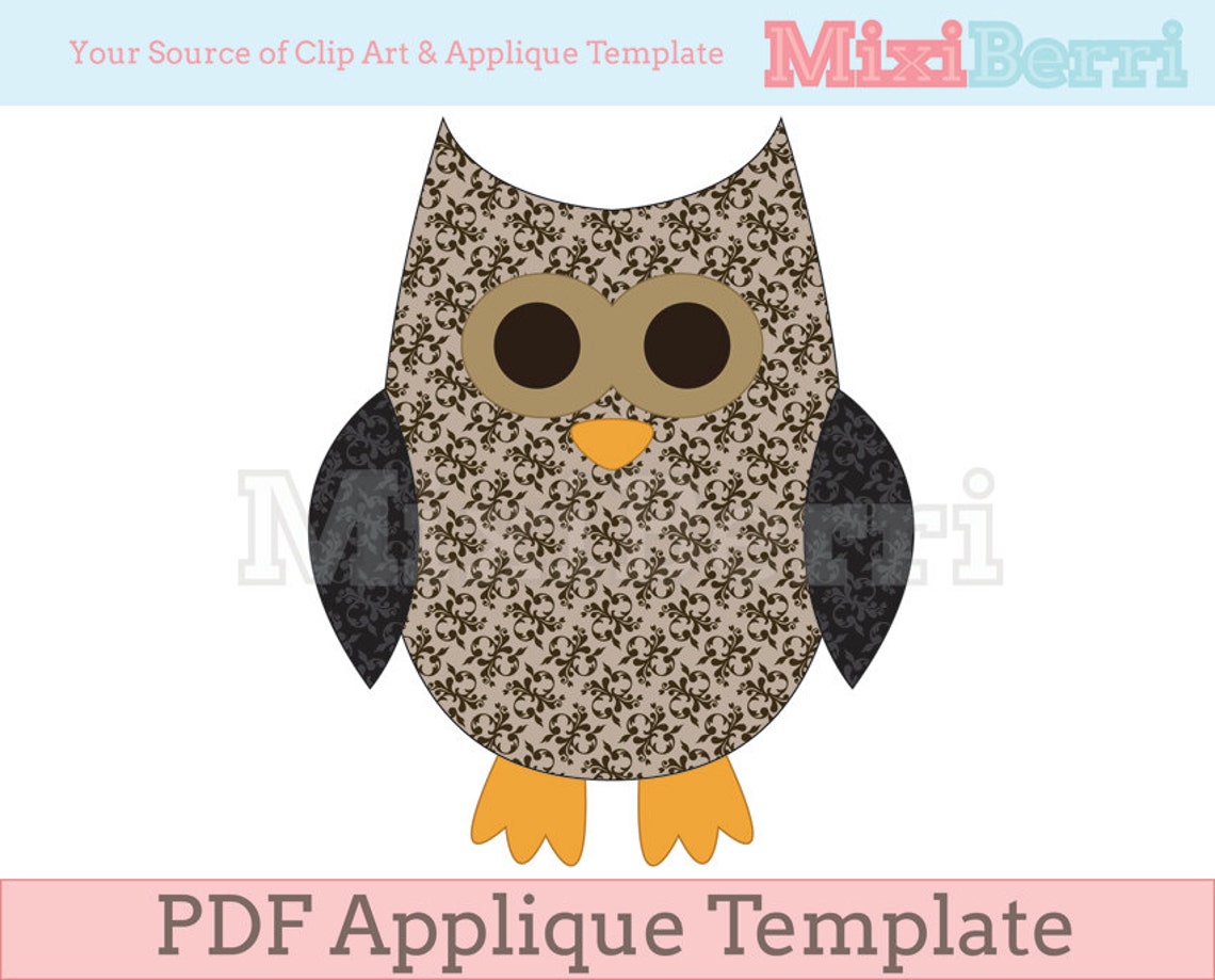 Applique Template Brown Owl PDF Instant Download - Etsy