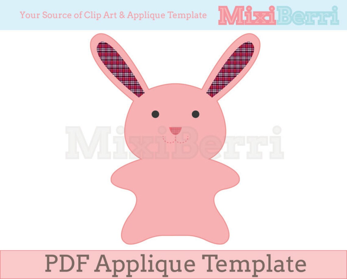 Tiny Bunny Applique Template PDF - Etsy