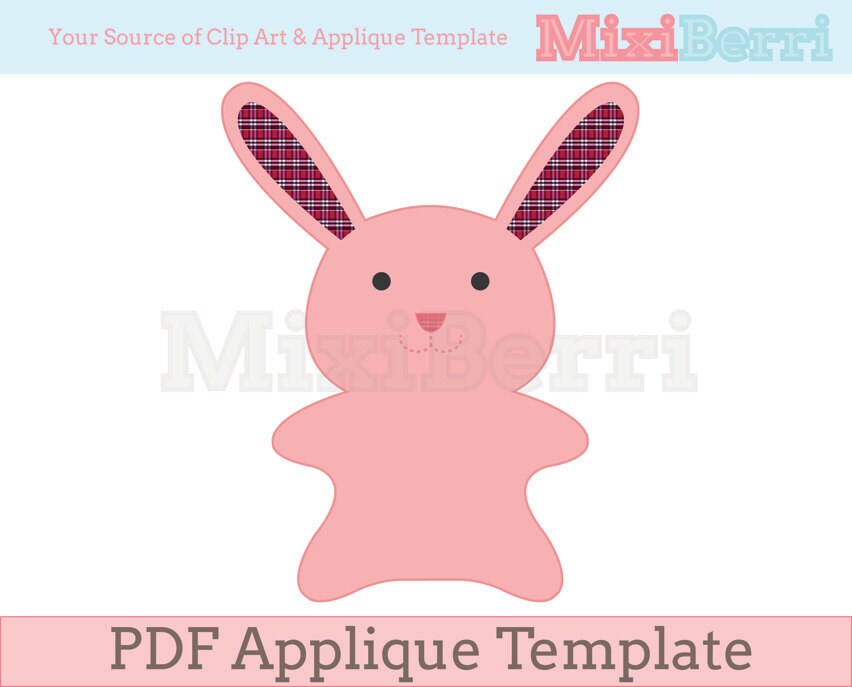 Tiny Bunny Applique Template PDF - Etsy