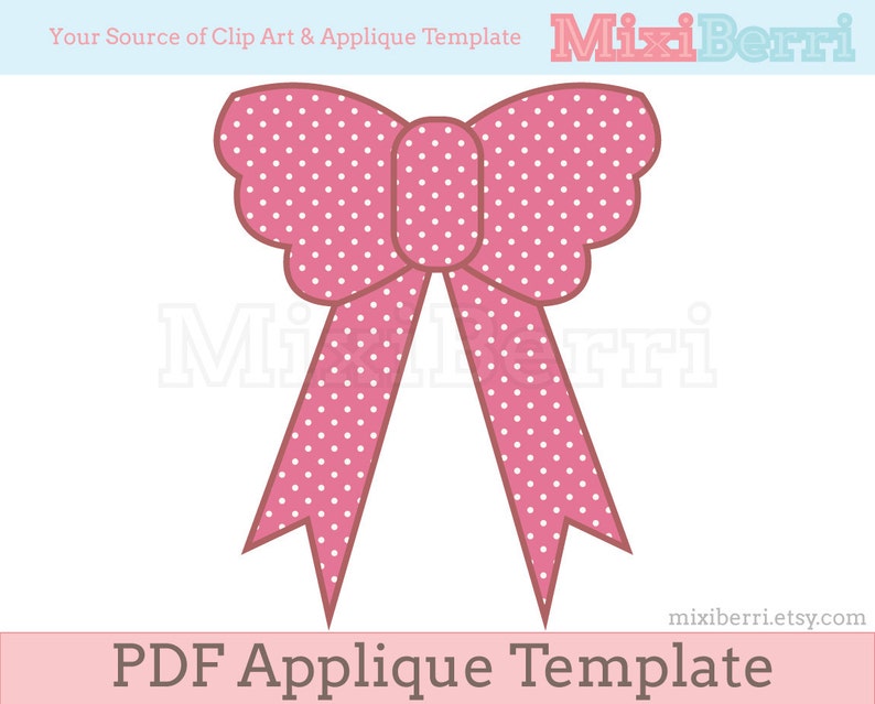 Bow Applique Template PDF Hand Applique Instant Download for T-shirt ...