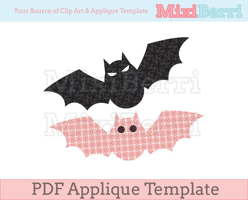 Bats Applique Template PDF - 2 Different Designs in 1 File, Quilt ...