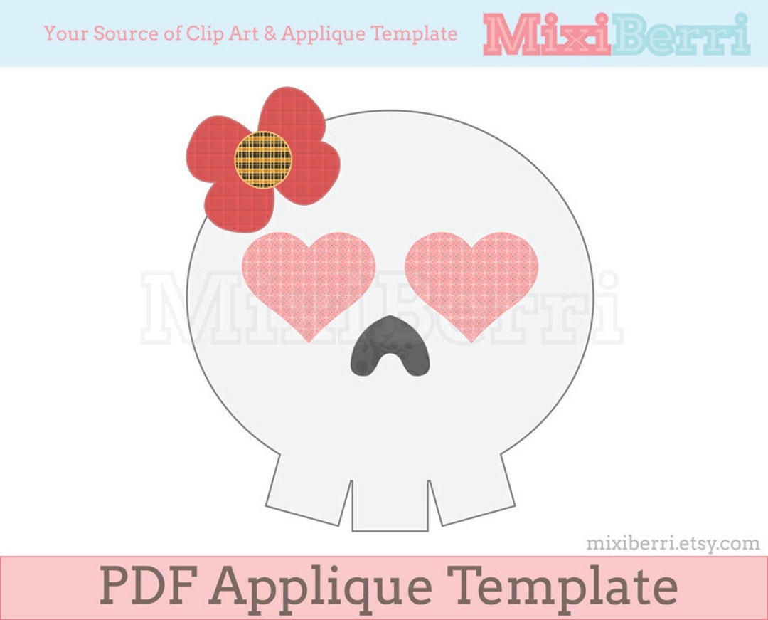 Mrs. Skull Applique Pattern PDF Applique Template in 3 Sizes, Quilt ...