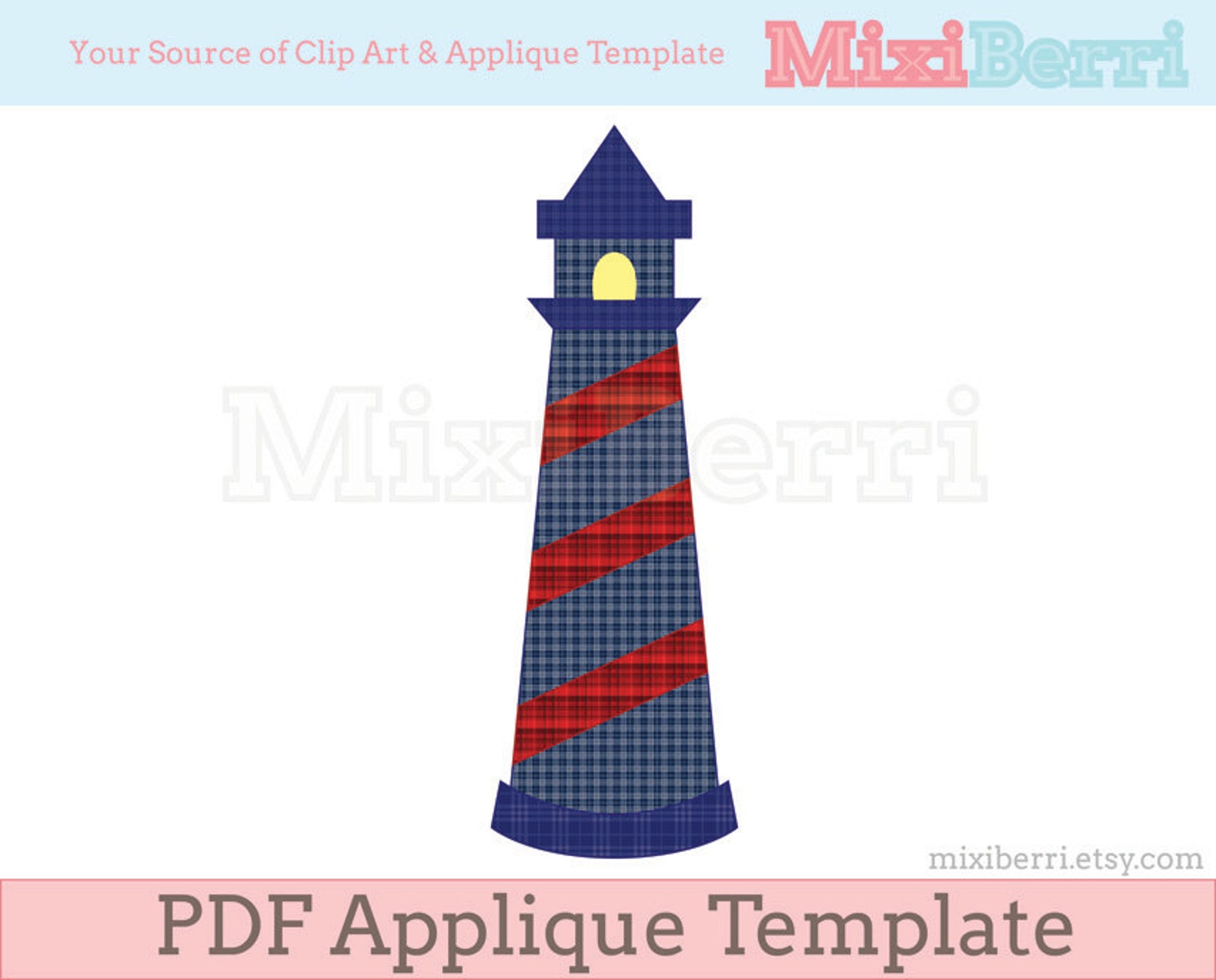 Applique Pattern Lighthouse PDF Applique Template Instant Download - Etsy