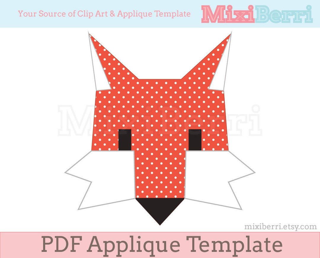 Fox Applique Template Geometric Woodland Design Instant Download for ...