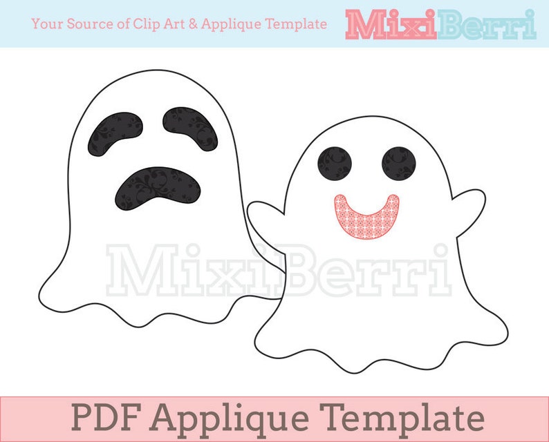 Happy & Sad Ghost PDF Applique Template - 2 Different Designs in 1 File ...