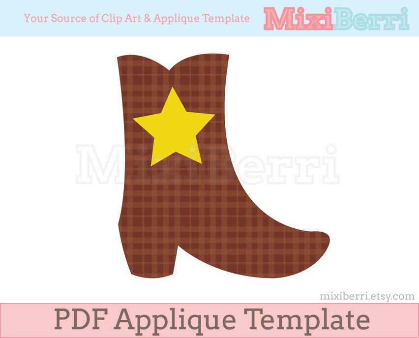 Cowboy Boot Applique Template PDF Instant Download - Etsy