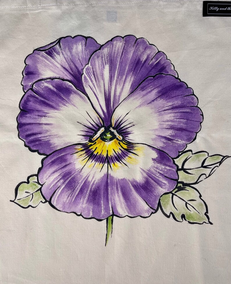 Pansy Design Hand Painted Organic Cotton Tote Bag, - Etsy